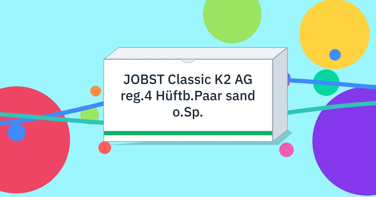 Symbolbild: Packung mit der Aufschrift JOBST Classic K2 AG reg.4 Hüftb.Paar sand o.Sp. (PZN 13066791) – Verfügbarkeit und Bezug in Apotheken in Frankfurt am Main