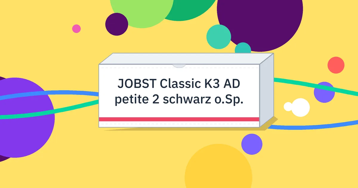 Symbolbild: Packung mit der Aufschrift JOBST Classic K3 AD petite 2 schwarz o.Sp. (PZN 13070605) – Verfügbarkeit und Bezug in Apotheken in Frankfurt am Main