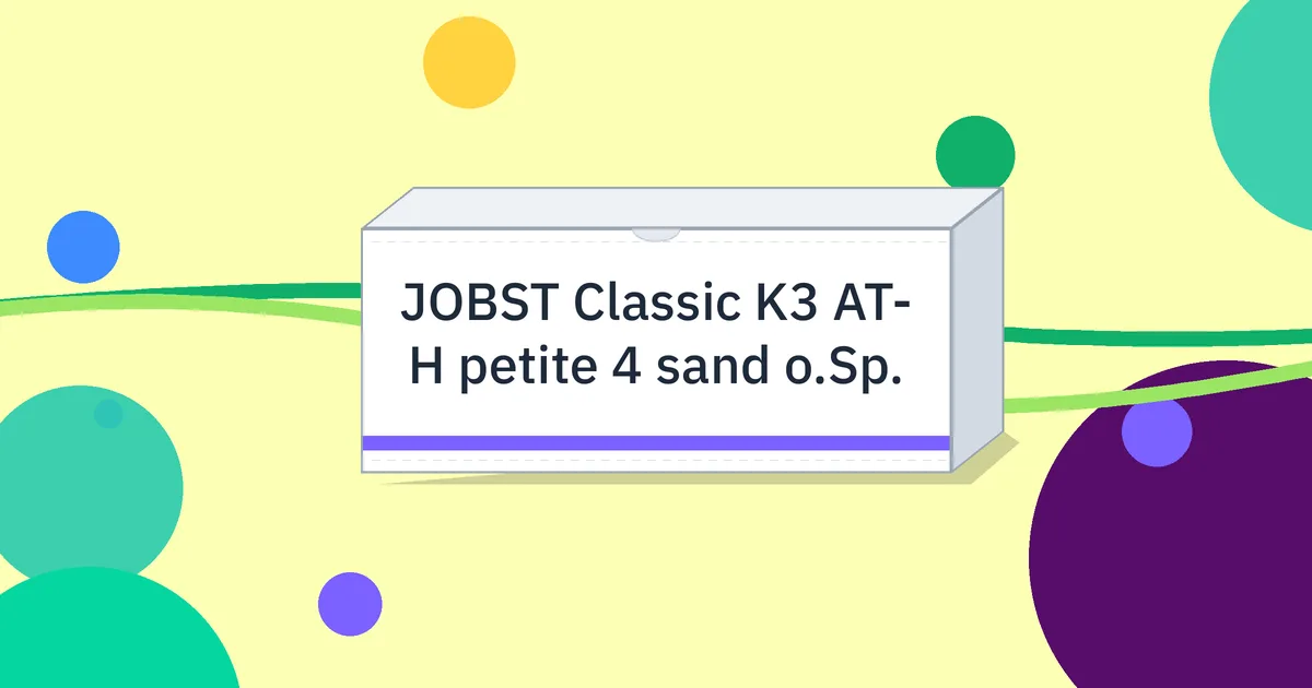 Symbolbild: Packung mit der Aufschrift JOBST Classic K3 AT-H petite 4 sand o.Sp. (PZN 13076967) – Verfügbarkeit und Bezug in Apotheken in Frankfurt am Main