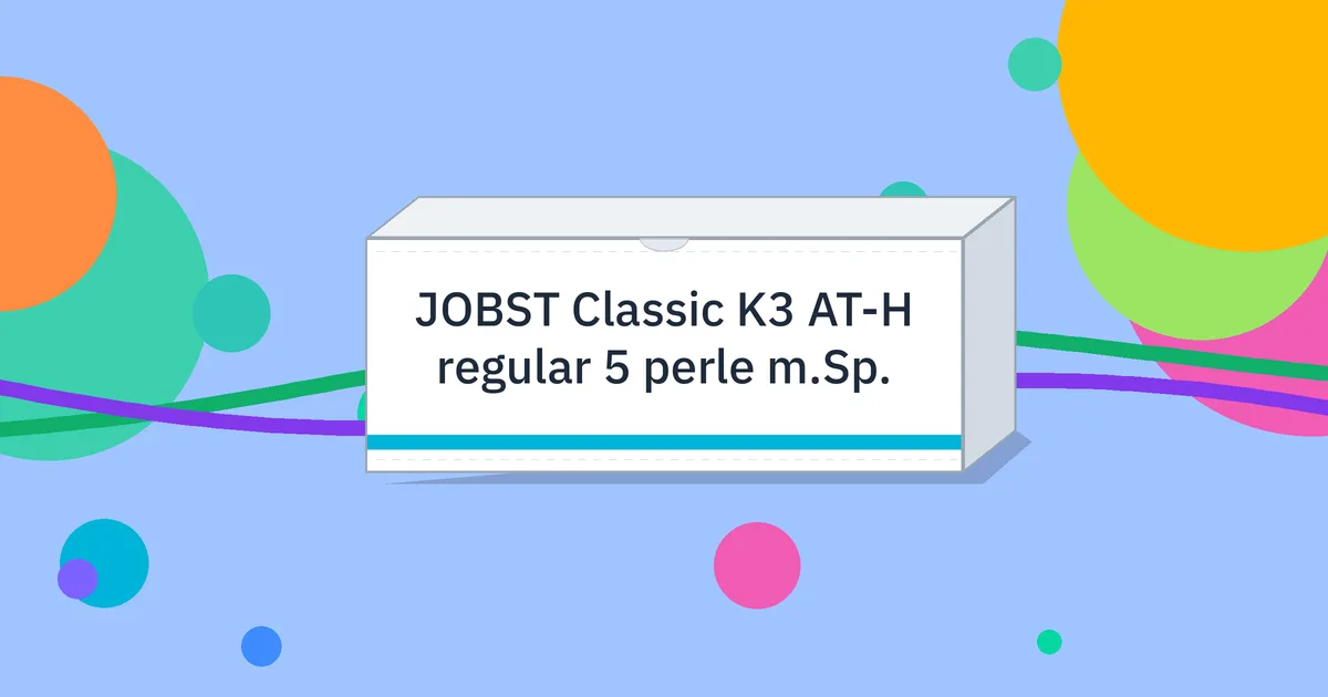 Symbolbild: Packung mit der Aufschrift JOBST Classic K3 AT-H regular 5 perle m.Sp. (PZN 13077576) – Verfügbarkeit und Bezug in Apotheken in Frankfurt am Main