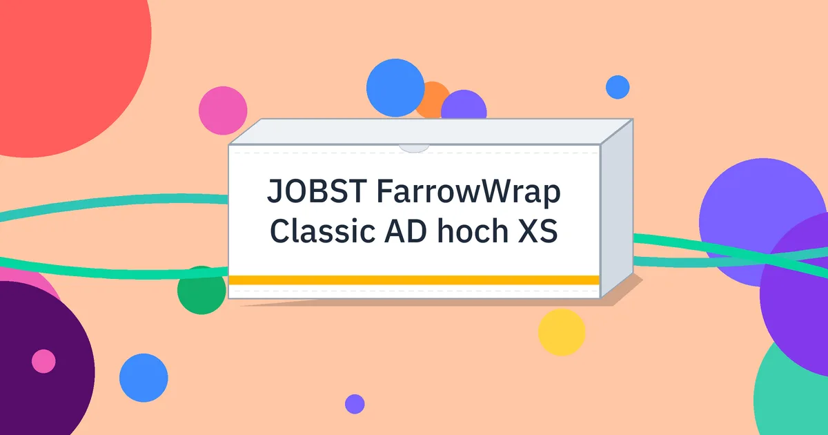 Symbolbild: Packung mit der Aufschrift JOBST FarrowWrap Classic AD hoch XS (PZN 13869596) – Verfügbarkeit und Bezug in Apotheken in Frankfurt am Main