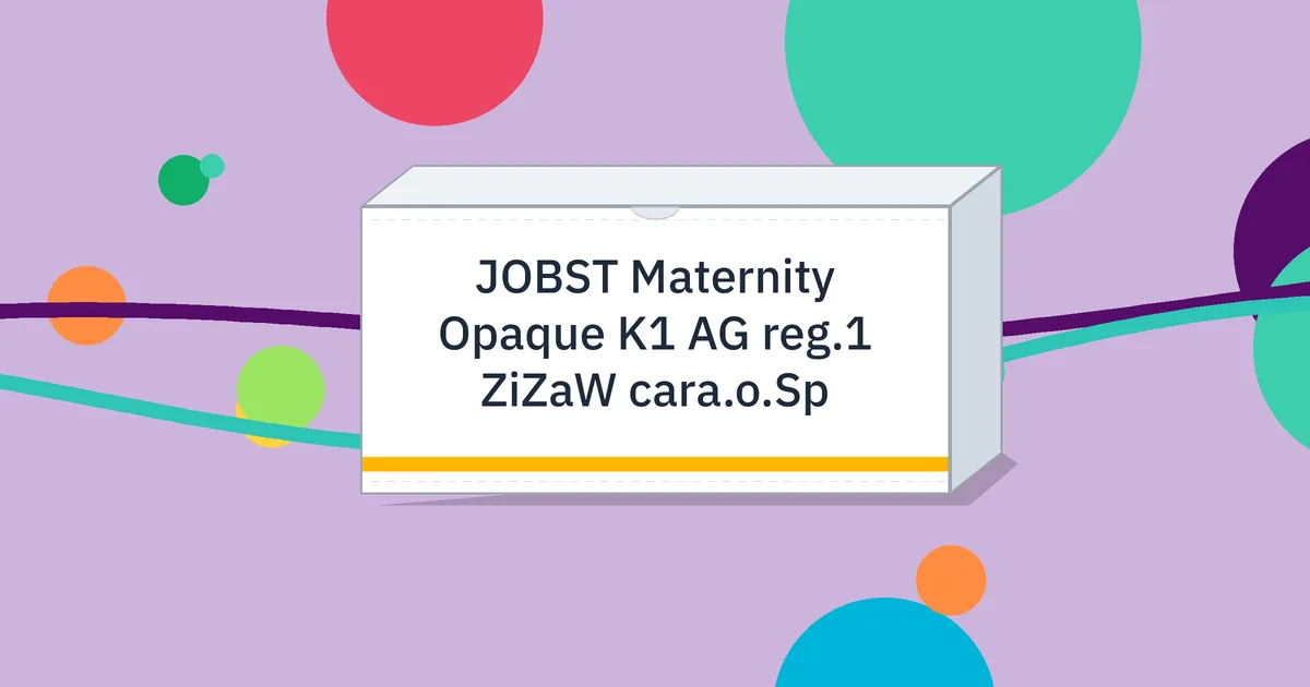 Symbolbild: Packung mit der Aufschrift JOBST Maternity Opaque K1 AG reg.1 ZiZaW cara.o.Sp (PZN 15850046) – Verfügbarkeit und Bezug in Apotheken in Frankfurt am Main