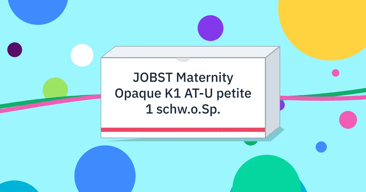 Symbolbild: Packung mit der Aufschrift JOBST Maternity Opaque K1 AT-U petite 1 schw.o.Sp. (PZN 15852950) – Verfügbarkeit und Bezug in Apotheken in Frankfurt am Main
