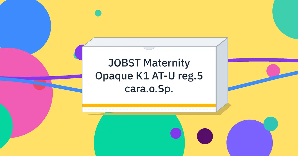 Symbolbild: Packung mit der Aufschrift JOBST Maternity Opaque K1 AT-U reg.5 cara.o.Sp. (PZN 15850520) – Verfügbarkeit und Bezug in Apotheken in Frankfurt am Main