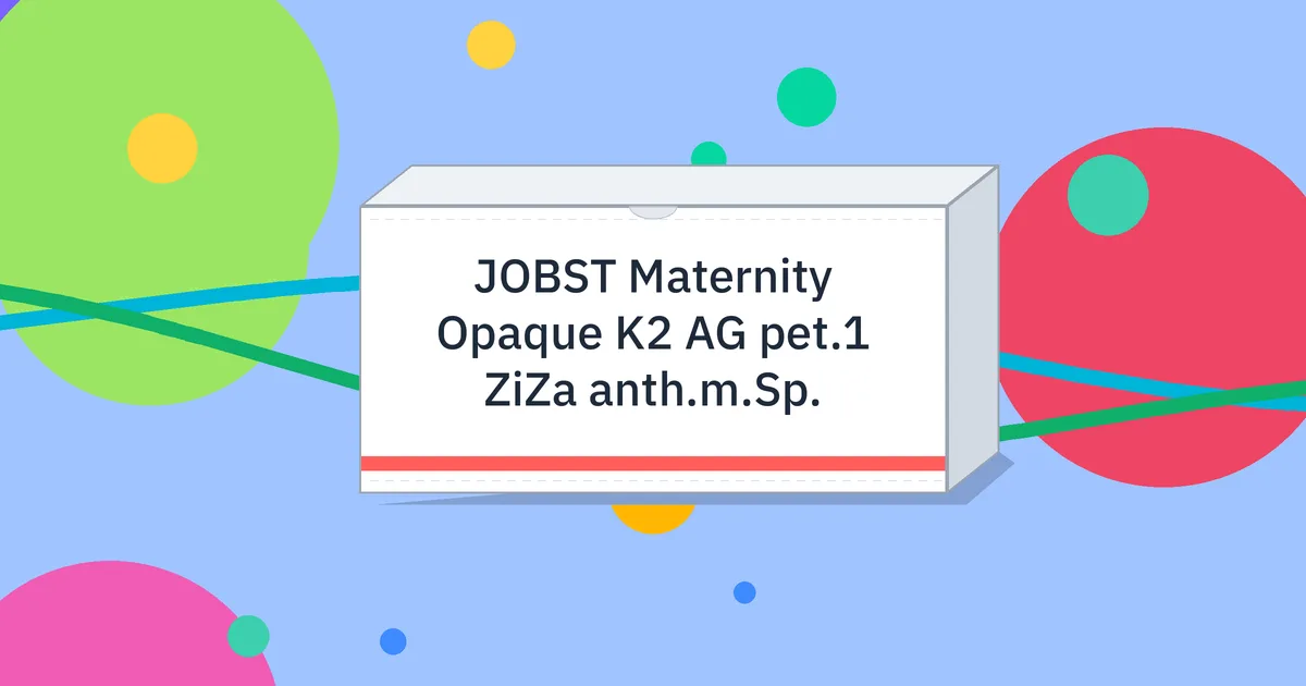Symbolbild: Packung mit der Aufschrift JOBST Maternity Opaque K2 AG pet.1 ZiZa anth.m.Sp. (PZN 15856126) – Verfügbarkeit und Bezug in Apotheken in Frankfurt am Main