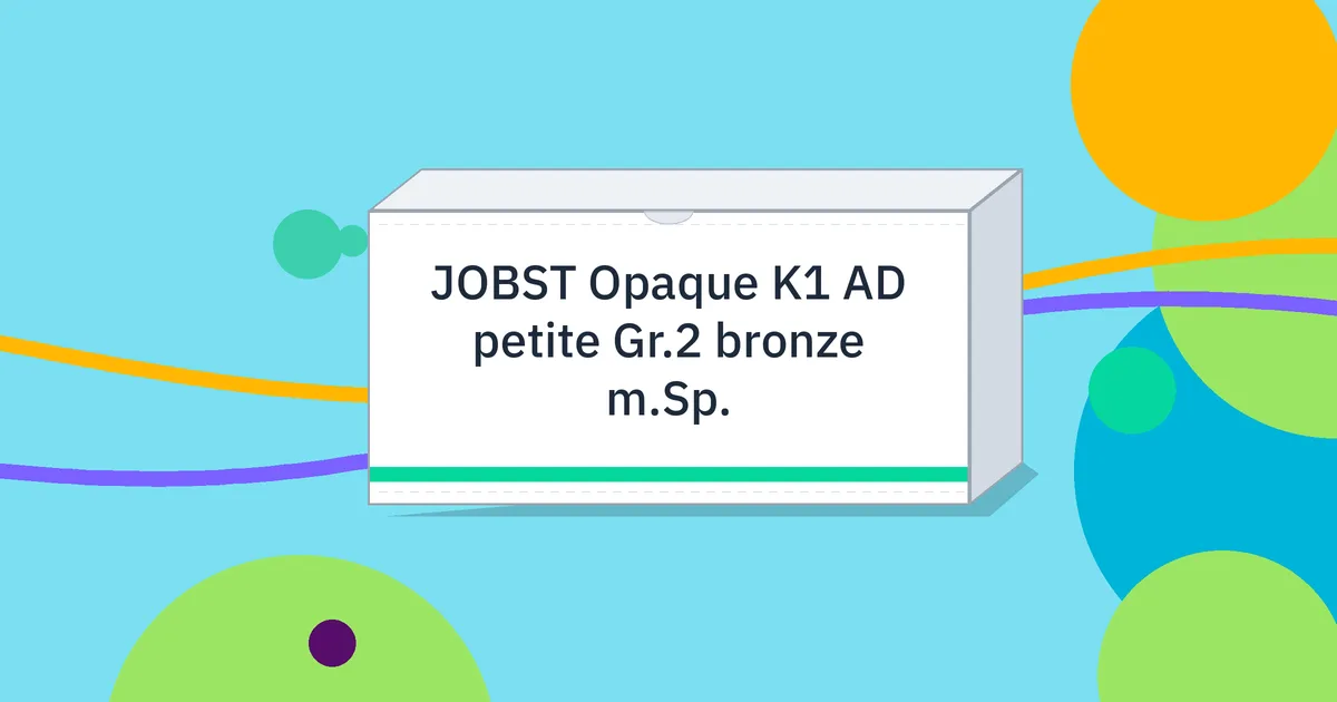 Symbolbild: Packung mit der Aufschrift JOBST Opaque K1 AD petite Gr.2 bronze m.Sp. (PZN 13078481) – Verfügbarkeit und Bezug in Apotheken in Frankfurt am Main