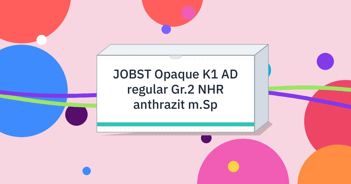 Symbolbild: Packung mit der Aufschrift JOBST Opaque K1 AD regular Gr.2 NHR anthrazit m.Sp (PZN 16263523) – Verfügbarkeit und Bezug in Apotheken in Frankfurt am Main