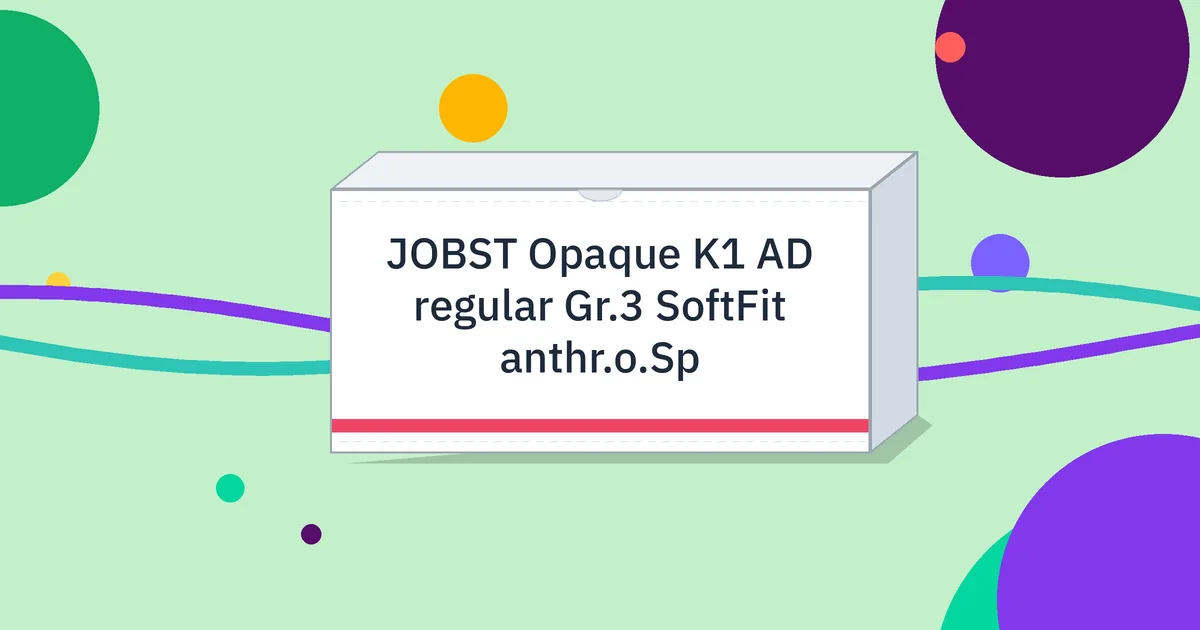 Symbolbild: Packung mit der Aufschrift JOBST Opaque K1 AD regular Gr.3 SoftFit anthr.o.Sp (PZN 16262498) – Verfügbarkeit und Bezug in Apotheken in Frankfurt am Main