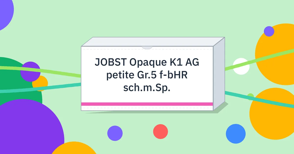 Symbolbild: Packung mit der Aufschrift JOBST Opaque K1 AG petite Gr.5 f-bHR sch.m.Sp. (PZN 13083743) – Verfügbarkeit und Bezug in Apotheken in Frankfurt am Main