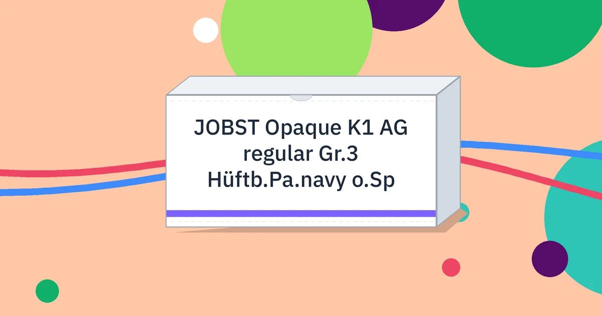 Symbolbild: Packung mit der Aufschrift JOBST Opaque K1 AG regular Gr.3 Hüftb.Pa.navy o.Sp (PZN 13100855) – Verfügbarkeit und Bezug in Apotheken in Frankfurt am Main