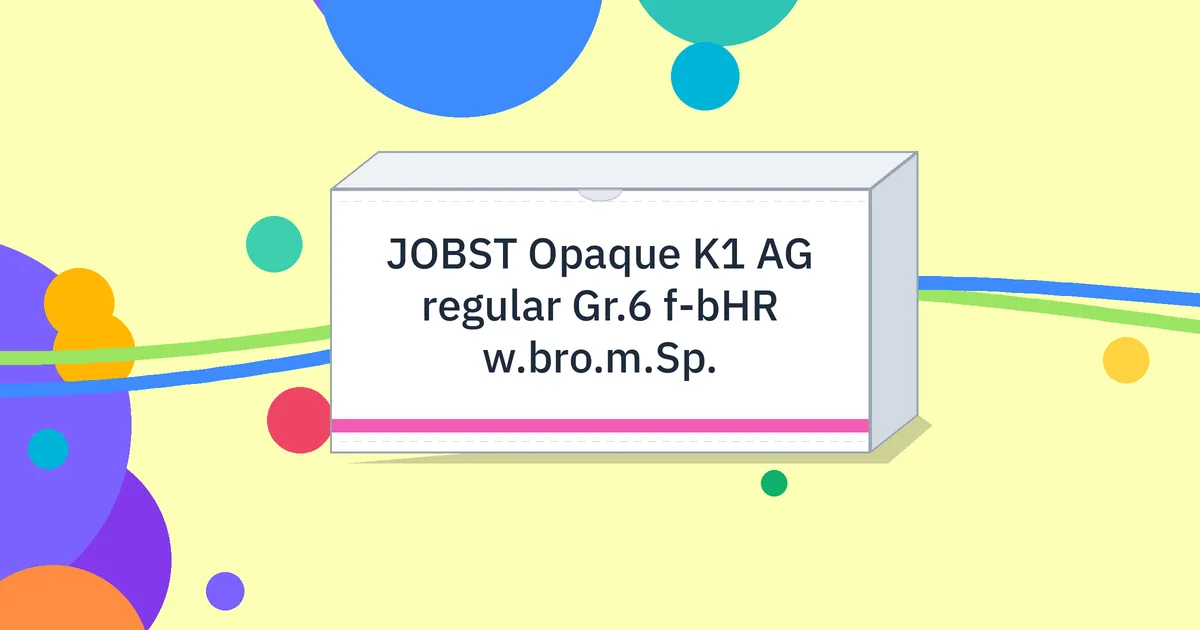 Symbolbild: Packung mit der Aufschrift JOBST Opaque K1 AG regular Gr.6 f-bHR w.bro.m.Sp. (PZN 13090878) – Verfügbarkeit und Bezug in Apotheken in Frankfurt am Main