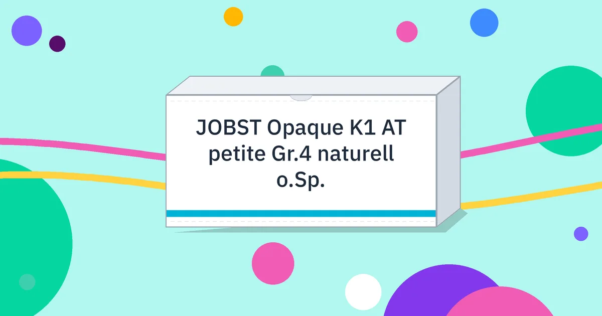 Symbolbild: Packung mit der Aufschrift JOBST Opaque K1 AT petite Gr.4 naturell o.Sp. (PZN 13104149) – Verfügbarkeit und Bezug in Apotheken in Frankfurt am Main