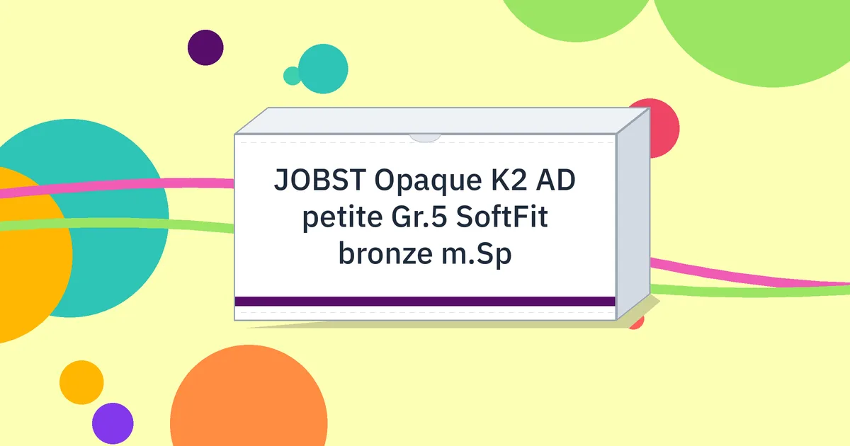 Symbolbild: Packung mit der Aufschrift JOBST Opaque K2 AD petite Gr.5 SoftFit bronze m.Sp (PZN 13109193) – Verfügbarkeit und Bezug in Apotheken in Frankfurt am Main