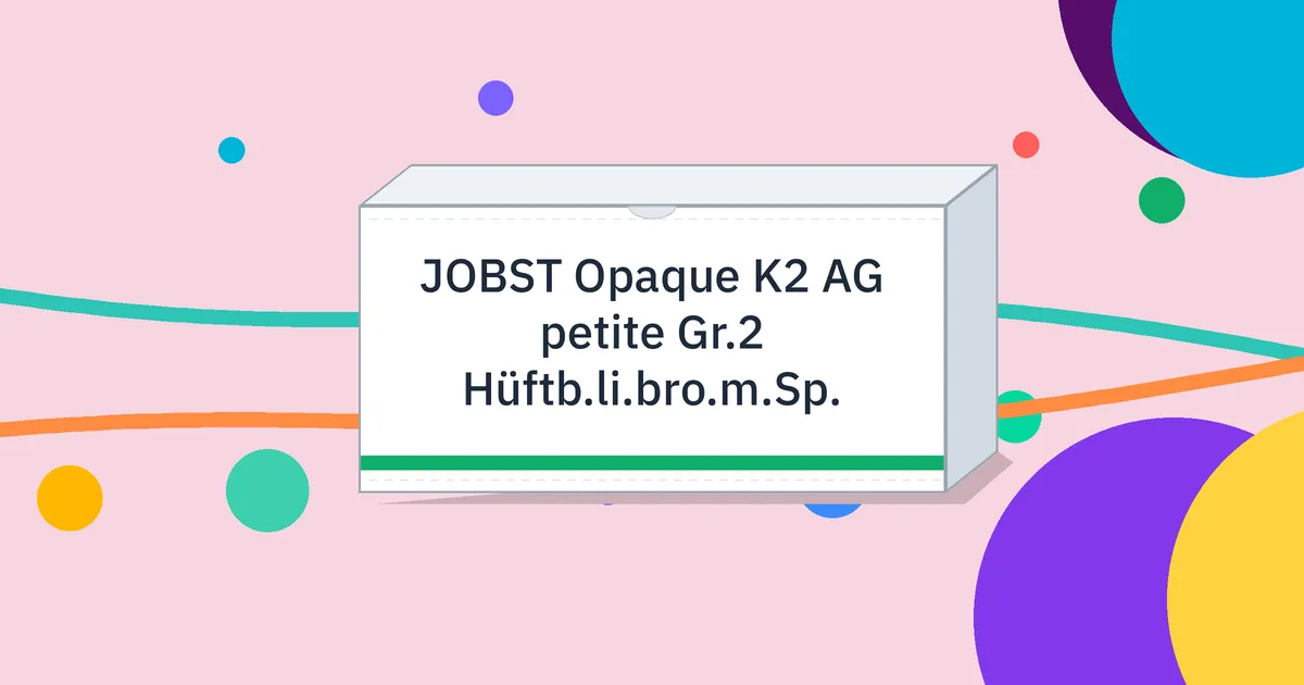 Symbolbild: Packung mit der Aufschrift JOBST Opaque K2 AG petite Gr.2 Hüftb.li.bro.m.Sp. (PZN 13113450) – Verfügbarkeit und Bezug in Apotheken in Frankfurt am Main