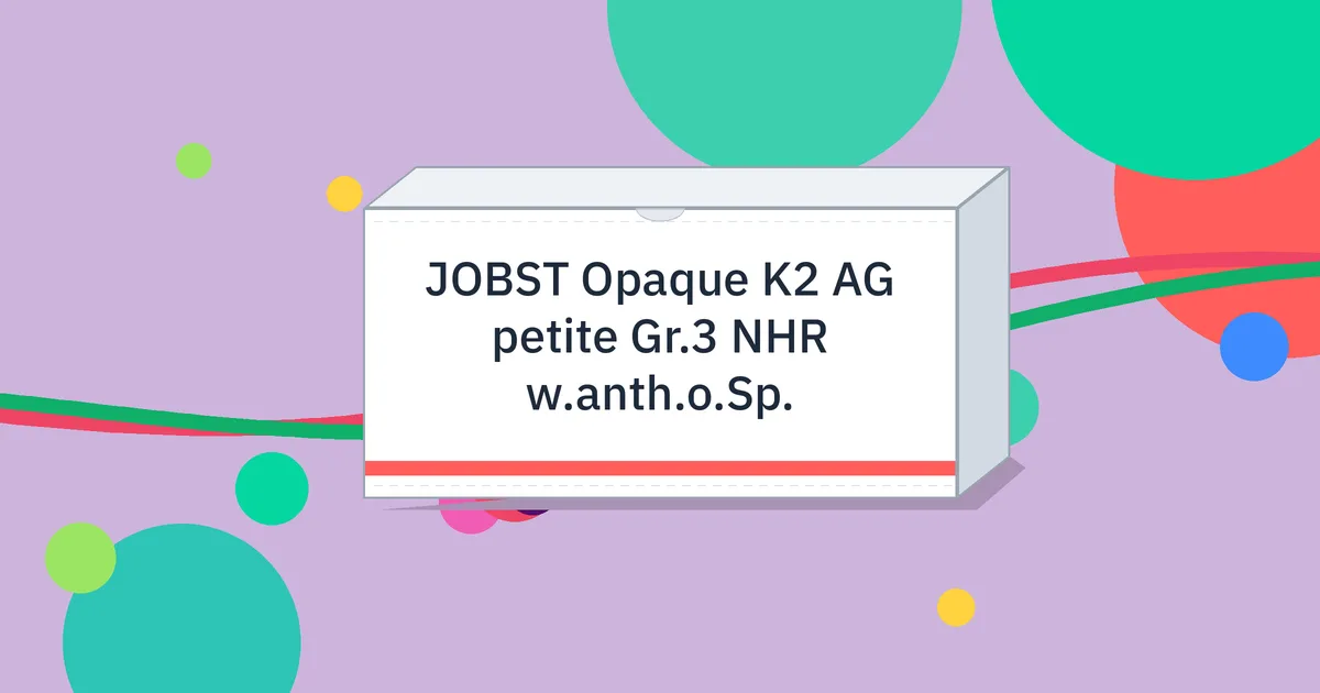 Symbolbild: Packung mit der Aufschrift JOBST Opaque K2 AG petite Gr.3 NHR w.anth.o.Sp. (PZN 16286613) – Verfügbarkeit und Bezug in Apotheken in Frankfurt am Main
