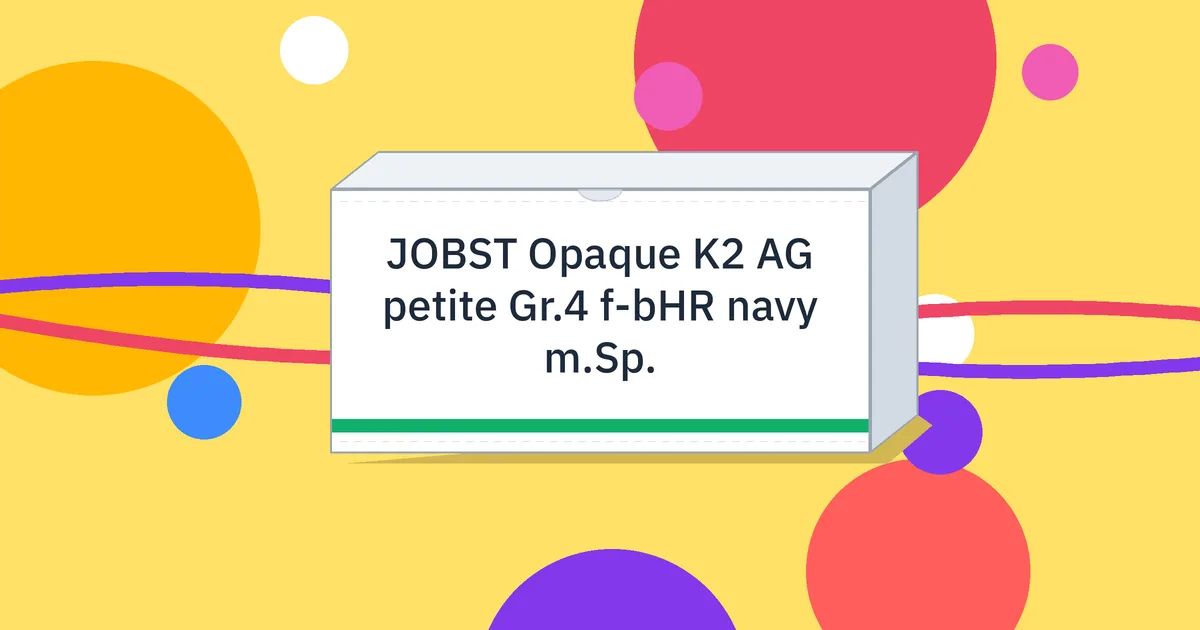 Symbolbild: Packung mit der Aufschrift JOBST Opaque K2 AG petite Gr.4 f-bHR navy m.Sp. (PZN 13160627) – Verfügbarkeit und Bezug in Apotheken in Frankfurt am Main