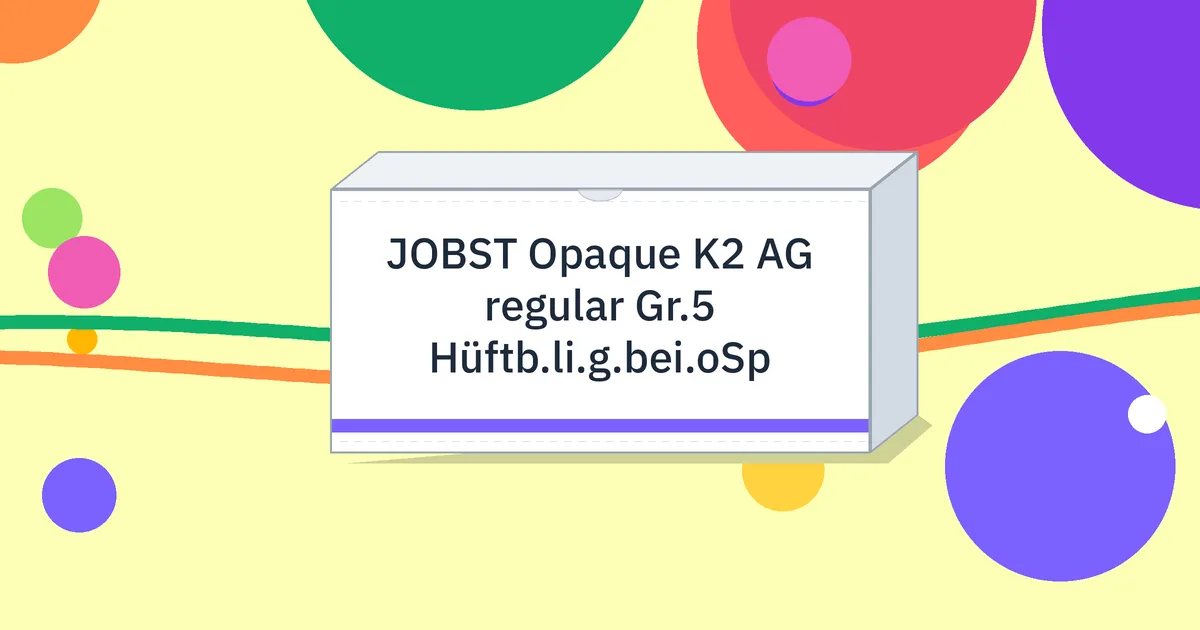 Symbolbild: Packung mit der Aufschrift JOBST Opaque K2 AG regular Gr.5 Hüftb.li.g.bei.oSp (PZN 16286754) – Verfügbarkeit und Bezug in Apotheken in Frankfurt am Main