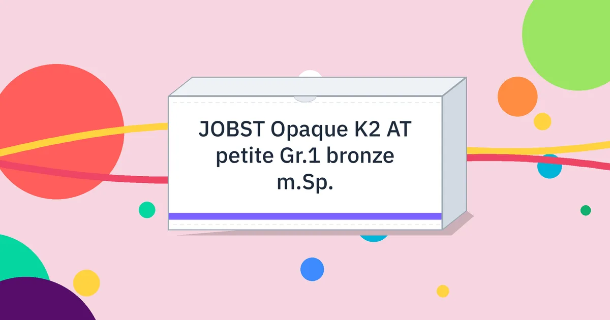 Symbolbild: Packung mit der Aufschrift JOBST Opaque K2 AT petite Gr.1 bronze m.Sp. (PZN 13119375) – Verfügbarkeit und Bezug in Apotheken in Frankfurt am Main