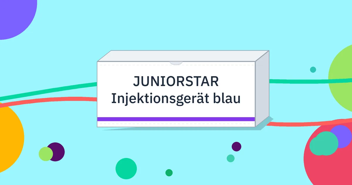Symbolbild: Packung mit der Aufschrift JUNIORSTAR Injektionsgerät blau (PZN 09937458) – Verfügbarkeit und Bezug in Apotheken in Frankfurt am Main