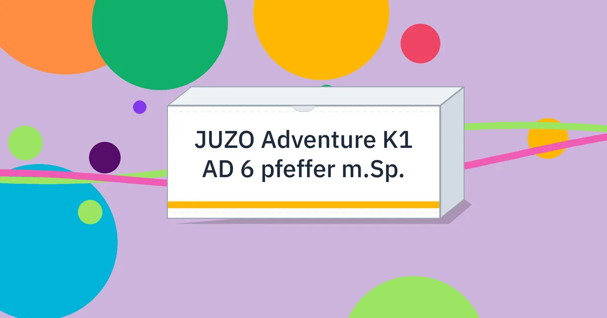 Symbolbild: Packung mit der Aufschrift JUZO Adventure K1 AD 6 pfeffer m.Sp. (PZN 14971842) – Verfügbarkeit und Bezug in Apotheken in Frankfurt am Main