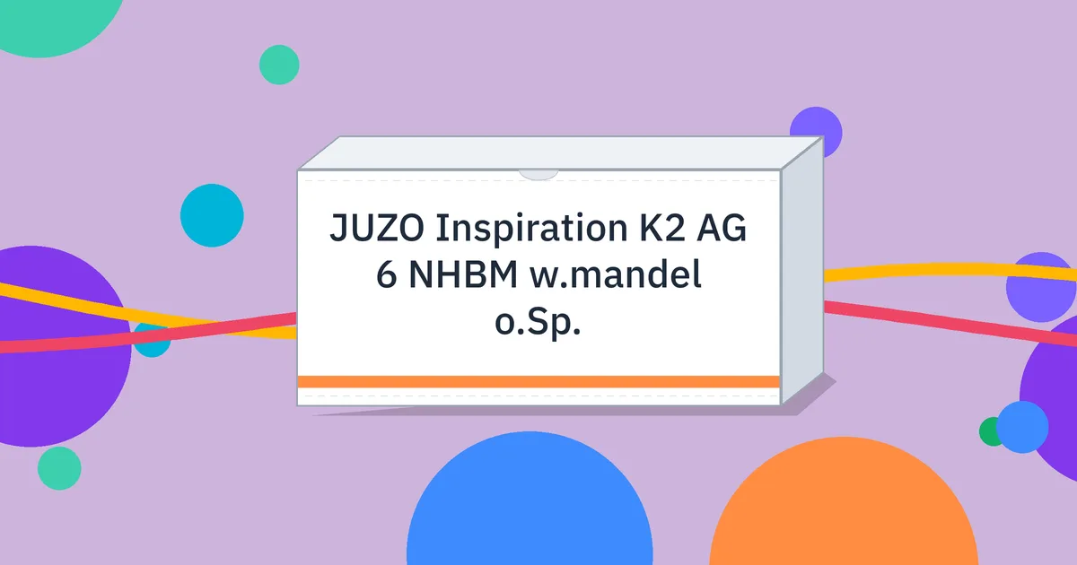 Symbolbild: Packung mit der Aufschrift JUZO Inspiration K2 AG 6 NHBM w.mandel o.Sp. (PZN 14946732) – Verfügbarkeit und Bezug in Apotheken in Frankfurt am Main