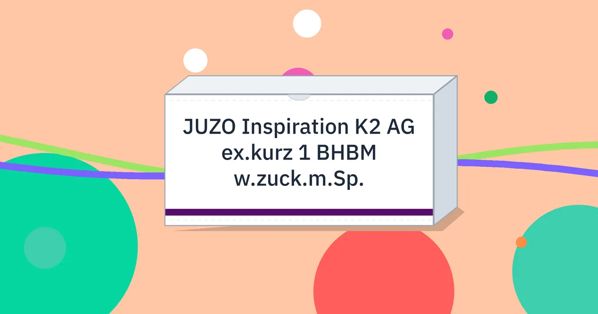Symbolbild: Packung mit der Aufschrift JUZO Inspiration K2 AG ex.kurz 1 BHBM w.zuck.m.Sp. (PZN 14883693) – Verfügbarkeit und Bezug in Apotheken in Frankfurt am Main