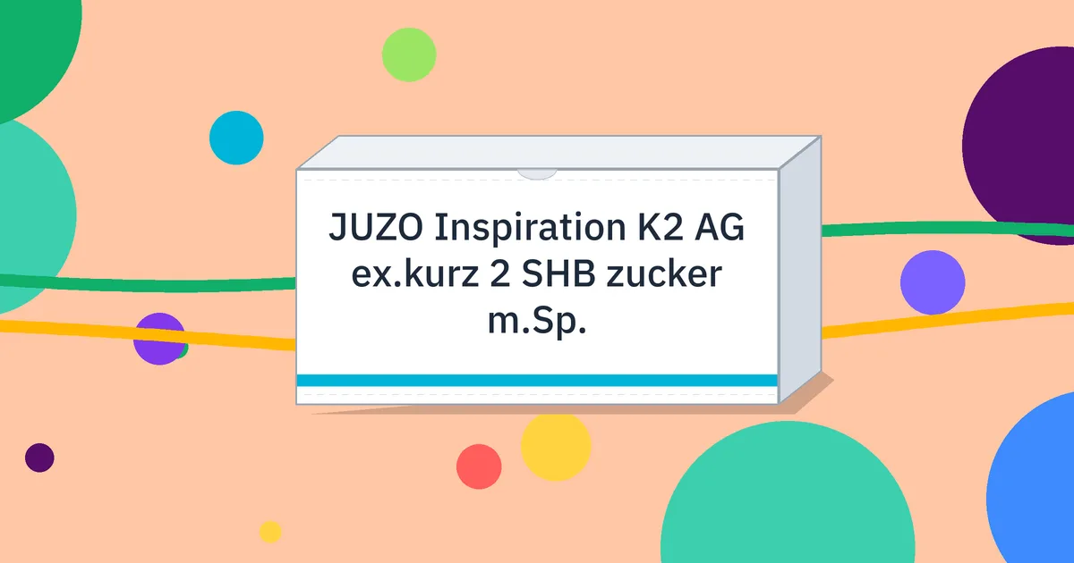 Symbolbild: Packung mit der Aufschrift JUZO Inspiration K2 AG ex.kurz 2 SHB zucker m.Sp. (PZN 14962731) – Verfügbarkeit und Bezug in Apotheken in Frankfurt am Main