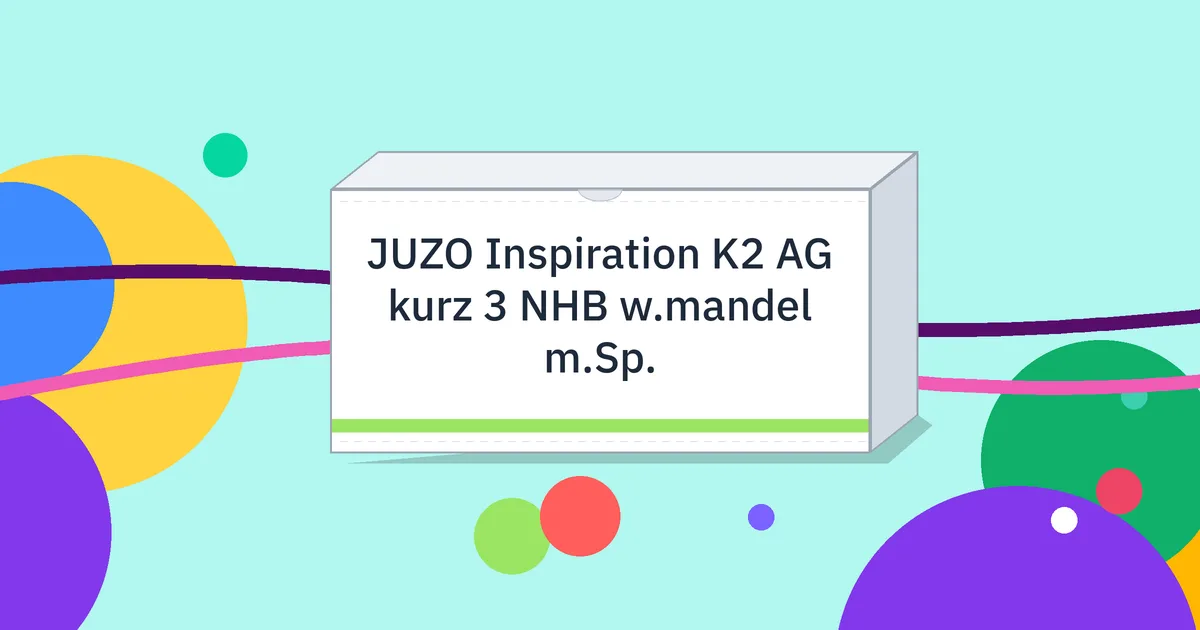 Symbolbild: Packung mit der Aufschrift JUZO Inspiration K2 AG kurz 3 NHB w.mandel m.Sp. (PZN 14948458) – Verfügbarkeit und Bezug in Apotheken in Frankfurt am Main