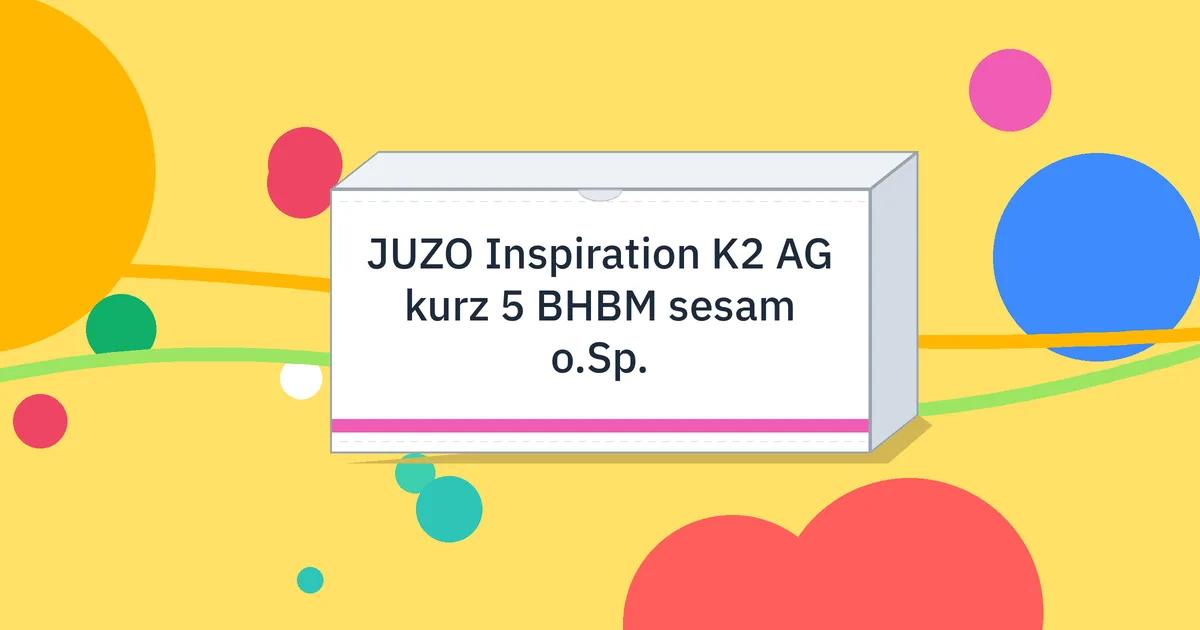 Symbolbild: Packung mit der Aufschrift JUZO Inspiration K2 AG kurz 5 BHBM sesam o.Sp. (PZN 14877327) – Verfügbarkeit und Bezug in Apotheken in Frankfurt am Main