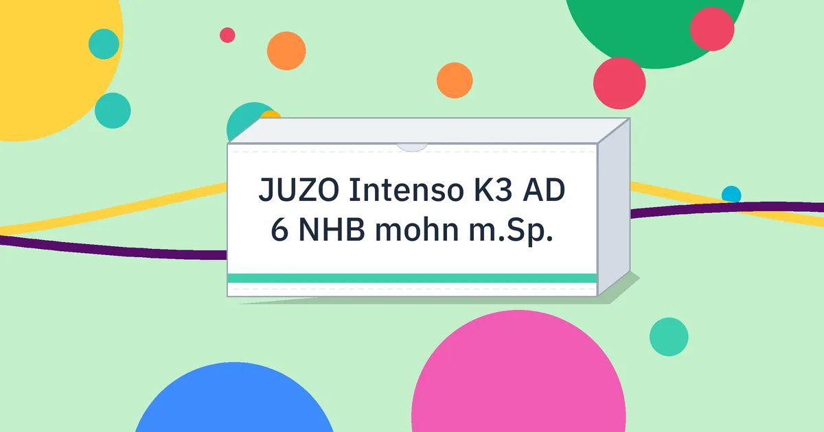Symbolbild: Packung mit der Aufschrift JUZO Intenso K3 AD 6 NHB mohn m.Sp. (PZN 18631149) – Verfügbarkeit und Bezug in Apotheken in Frankfurt am Main