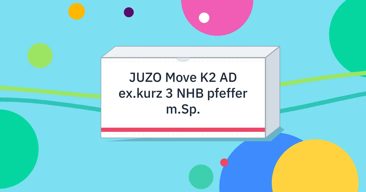 Symbolbild: Packung mit der Aufschrift JUZO Move K2 AD ex.kurz 3 NHB pfeffer m.Sp. (PZN 16340146) – Verfügbarkeit und Bezug in Apotheken in Frankfurt am Main