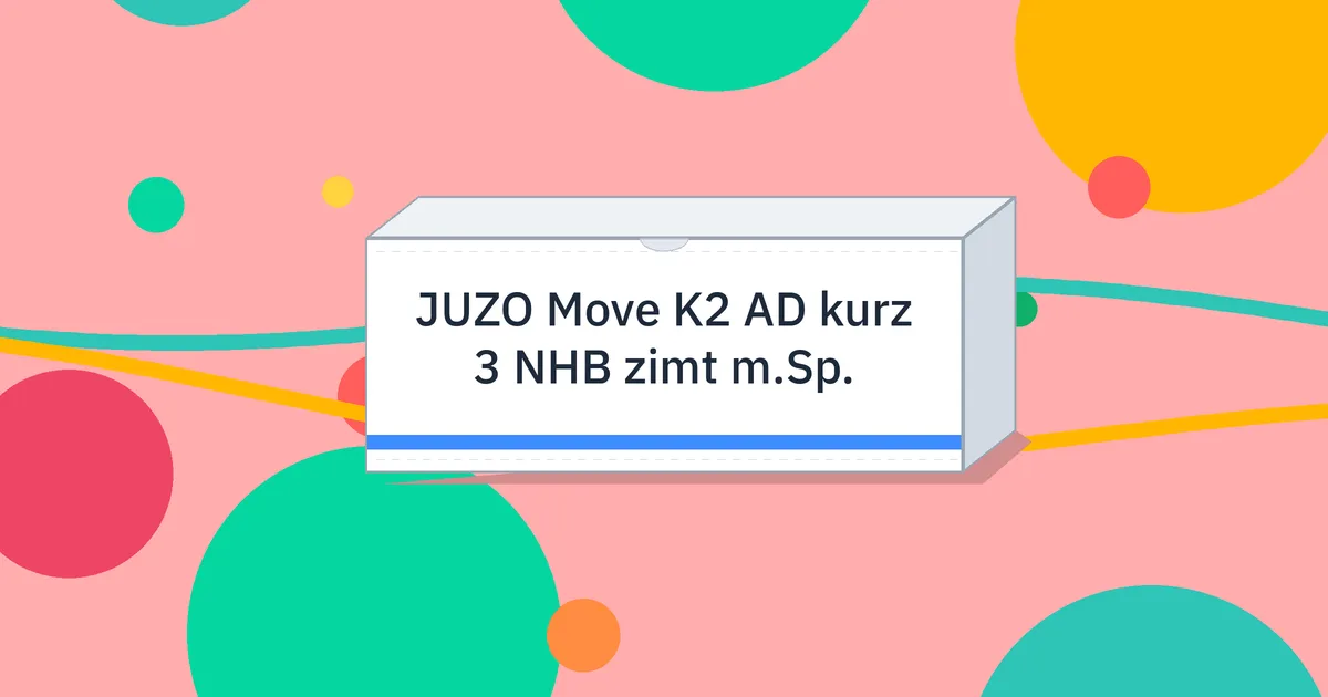 Symbolbild: Packung mit der Aufschrift JUZO Move K2 AD kurz 3 NHB zimt m.Sp. (PZN 18508704) – Verfügbarkeit und Bezug in Apotheken in Frankfurt am Main