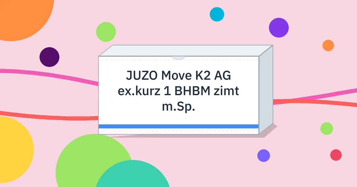 Symbolbild: Packung mit der Aufschrift JUZO Move K2 AG ex.kurz 1 BHBM zimt m.Sp. (PZN 18532513) – Verfügbarkeit und Bezug in Apotheken in Frankfurt am Main