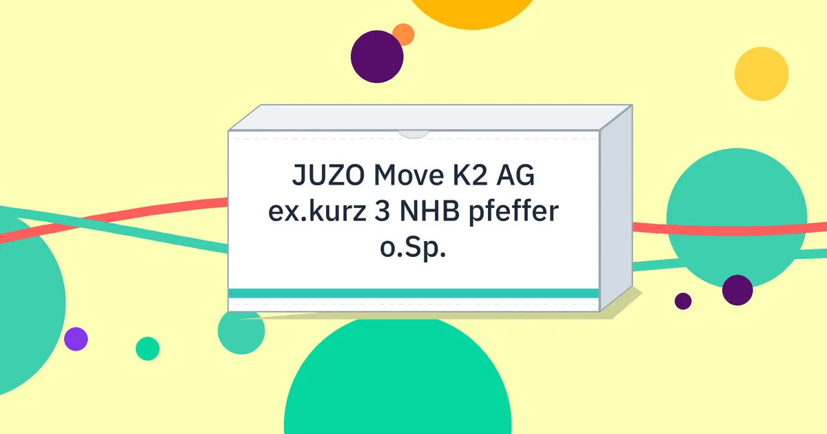 Symbolbild: Packung mit der Aufschrift JUZO Move K2 AG ex.kurz 3 NHB pfeffer o.Sp. (PZN 16639046) – Verfügbarkeit und Bezug in Apotheken in Frankfurt am Main