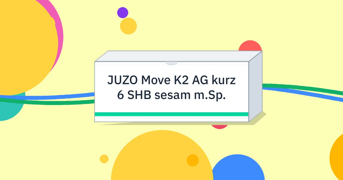 Symbolbild: Packung mit der Aufschrift JUZO Move K2 AG kurz 6 SHB sesam m.Sp. (PZN 18528032) – Verfügbarkeit und Bezug in Apotheken in Frankfurt am Main