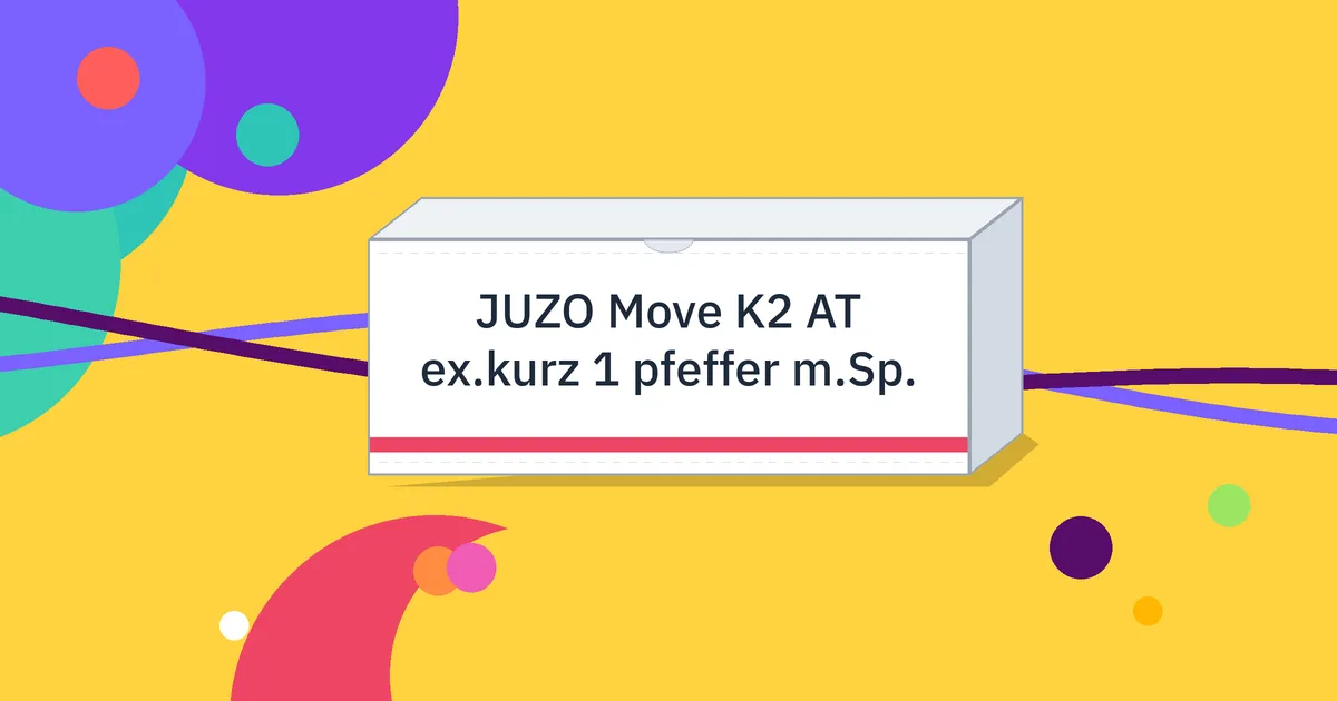 Symbolbild: Packung mit der Aufschrift JUZO Move K2 AT ex.kurz 1 pfeffer m.Sp. (PZN 20670576) – Verfügbarkeit und Bezug in Apotheken in Frankfurt am Main
