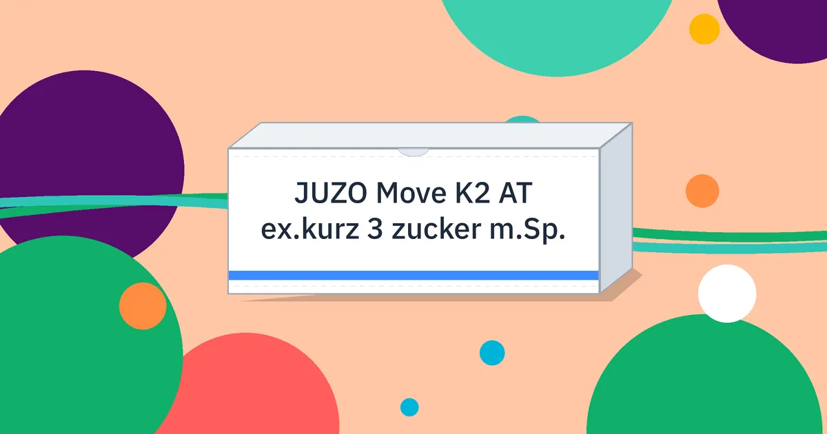 Symbolbild: Packung mit der Aufschrift JUZO Move K2 AT ex.kurz 3 zucker m.Sp. (PZN 20670524) – Verfügbarkeit und Bezug in Apotheken in Frankfurt am Main