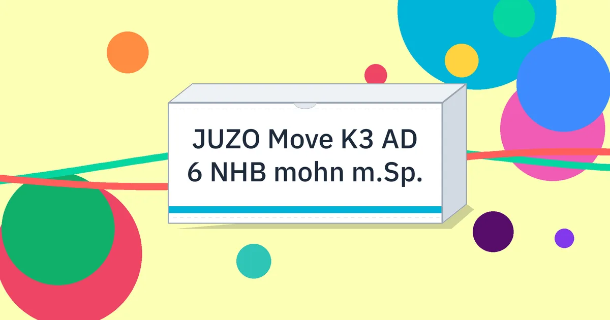 Symbolbild: Packung mit der Aufschrift JUZO Move K3 AD 6 NHB mohn m.Sp. (PZN 18570815) – Verfügbarkeit und Bezug in Apotheken in Frankfurt am Main