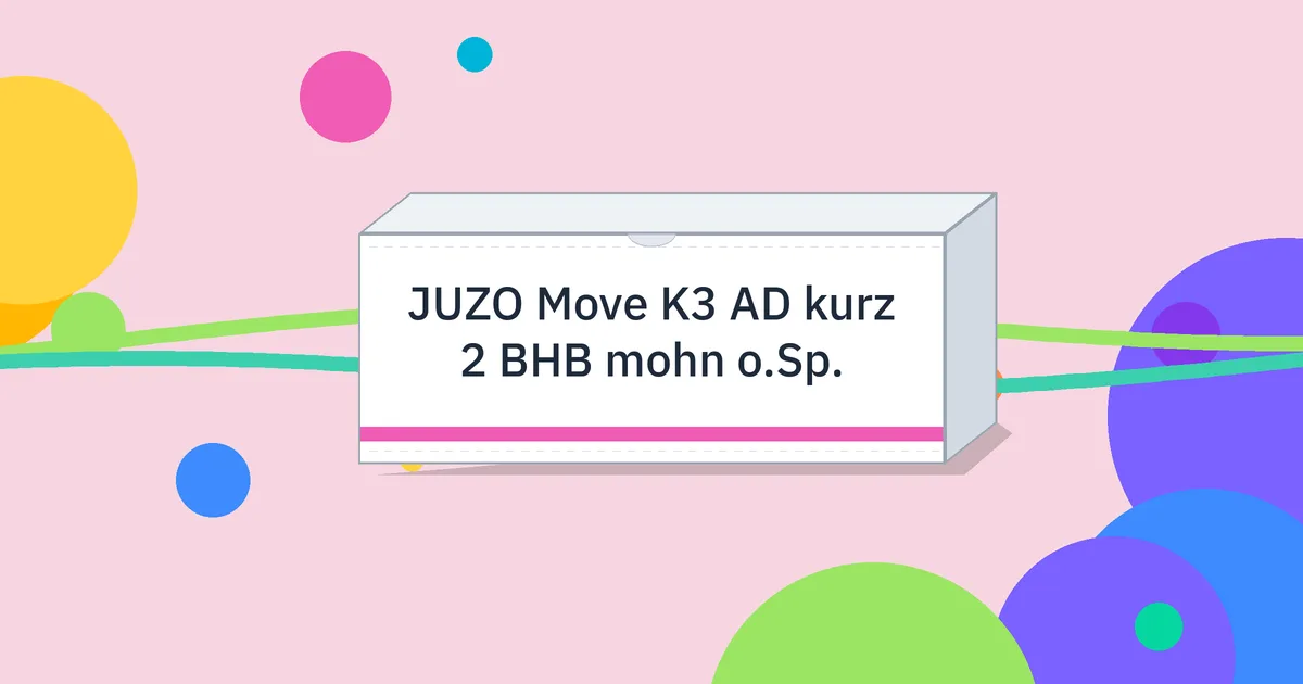 Symbolbild: Packung mit der Aufschrift JUZO Move K3 AD kurz 2 BHB mohn o.Sp. (PZN 18572984) – Verfügbarkeit und Bezug in Apotheken in Frankfurt am Main