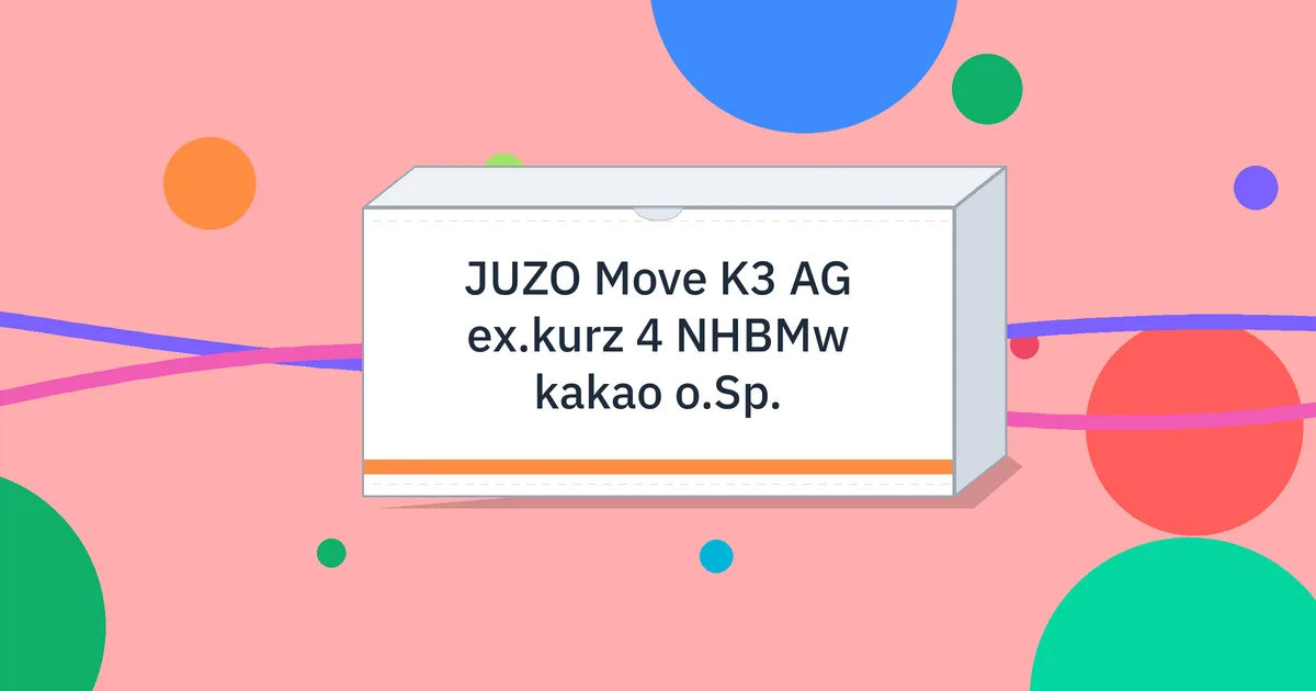 Symbolbild: Packung mit der Aufschrift JUZO Move K3 AG ex.kurz 4 NHBMw kakao o.Sp. (PZN 18596849) – Verfügbarkeit und Bezug in Apotheken in Frankfurt am Main