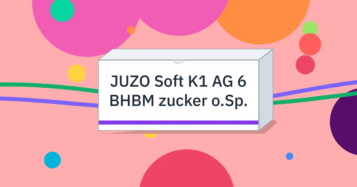 Symbolbild: Packung mit der Aufschrift JUZO Soft K1 AG 6 BHBM zucker o.Sp. (PZN 14856756) – Verfügbarkeit und Bezug in Apotheken in Frankfurt am Main