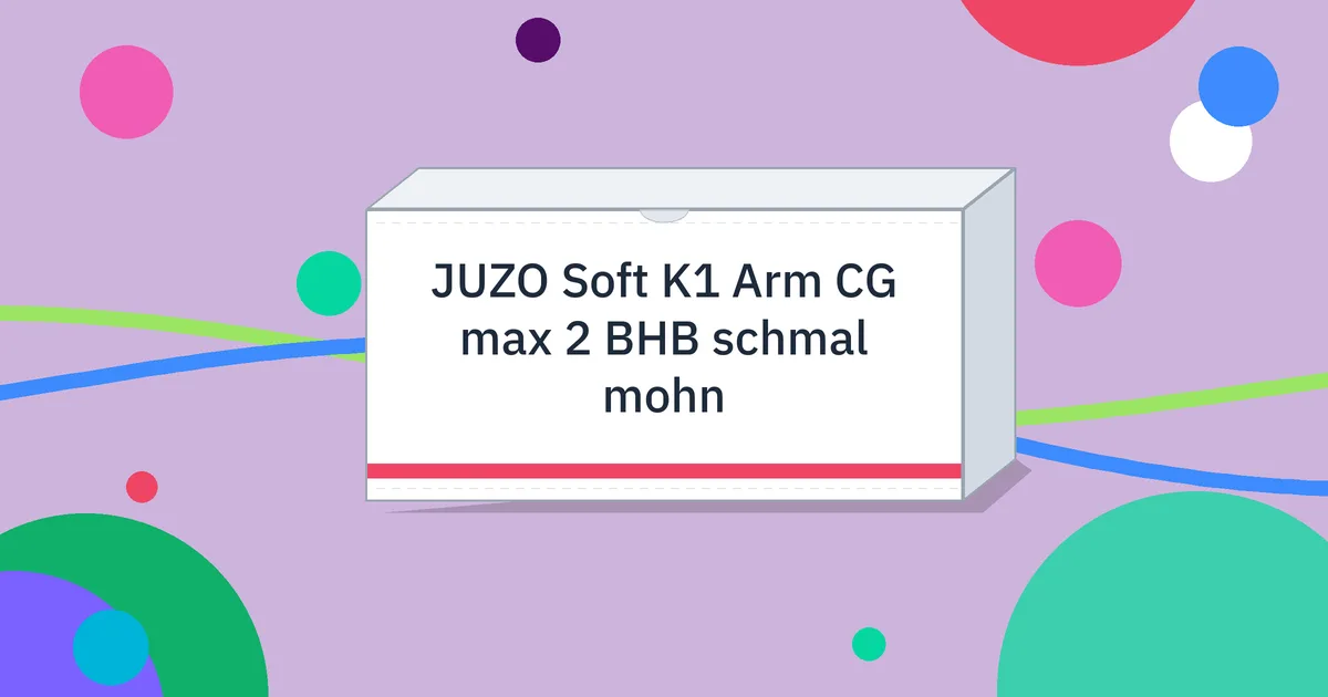Symbolbild: Packung mit der Aufschrift JUZO Soft K1 Arm CG max 2 BHB schmal mohn (PZN 15509844) – Verfügbarkeit und Bezug in Apotheken in Frankfurt am Main