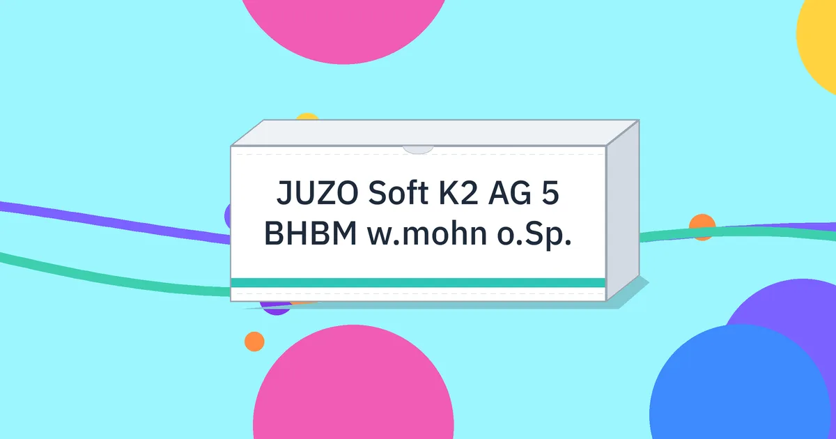 Symbolbild: Packung mit der Aufschrift JUZO Soft K2 AG 5 BHBM w.mohn o.Sp. (PZN 14869084) – Verfügbarkeit und Bezug in Apotheken in Frankfurt am Main