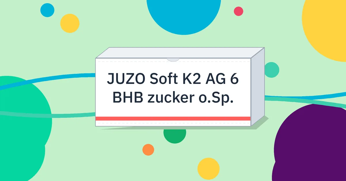 Symbolbild: Packung mit der Aufschrift JUZO Soft K2 AG 6 BHB zucker o.Sp. (PZN 14825253) – Verfügbarkeit und Bezug in Apotheken in Frankfurt am Main