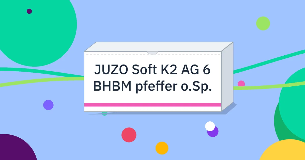 Symbolbild: Packung mit der Aufschrift JUZO Soft K2 AG 6 BHBM pfeffer o.Sp. (PZN 14860781) – Verfügbarkeit und Bezug in Apotheken in Frankfurt am Main