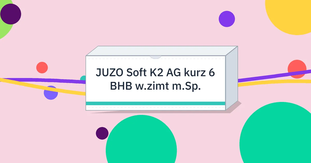 Symbolbild: Packung mit der Aufschrift JUZO Soft K2 AG kurz 6 BHB w.zimt m.Sp. (PZN 14841950) – Verfügbarkeit und Bezug in Apotheken in Frankfurt am Main
