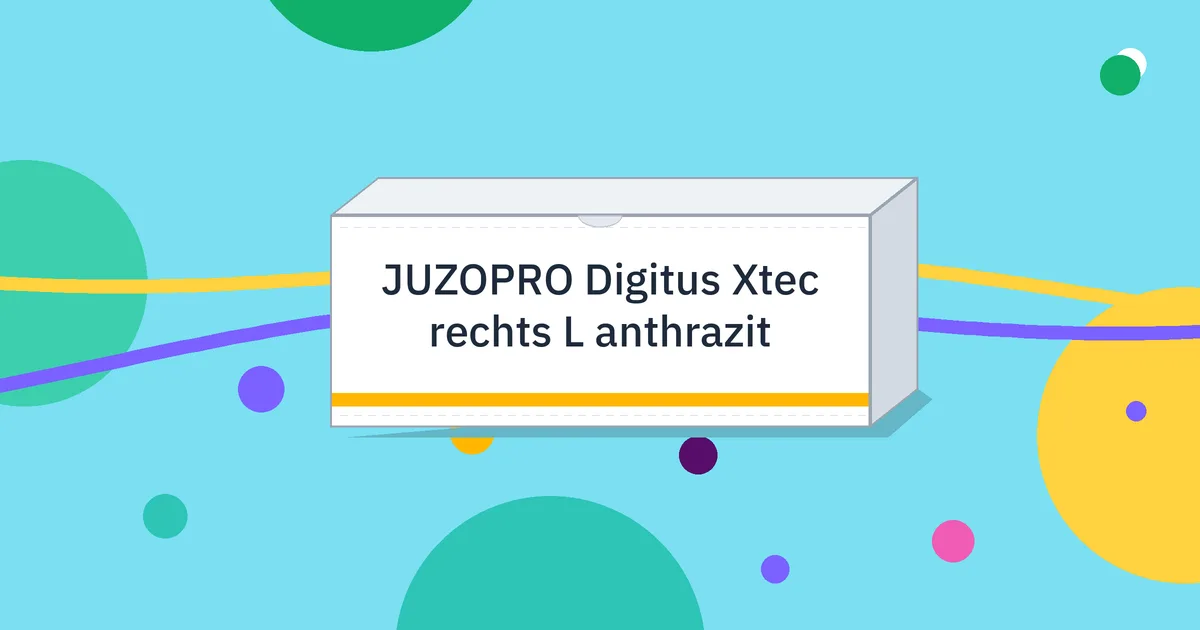 Symbolbild: Packung mit der Aufschrift JUZOPRO Digitus Xtec rechts L anthrazit (PZN 16766537) – Verfügbarkeit und Bezug in Apotheken in Frankfurt am Main