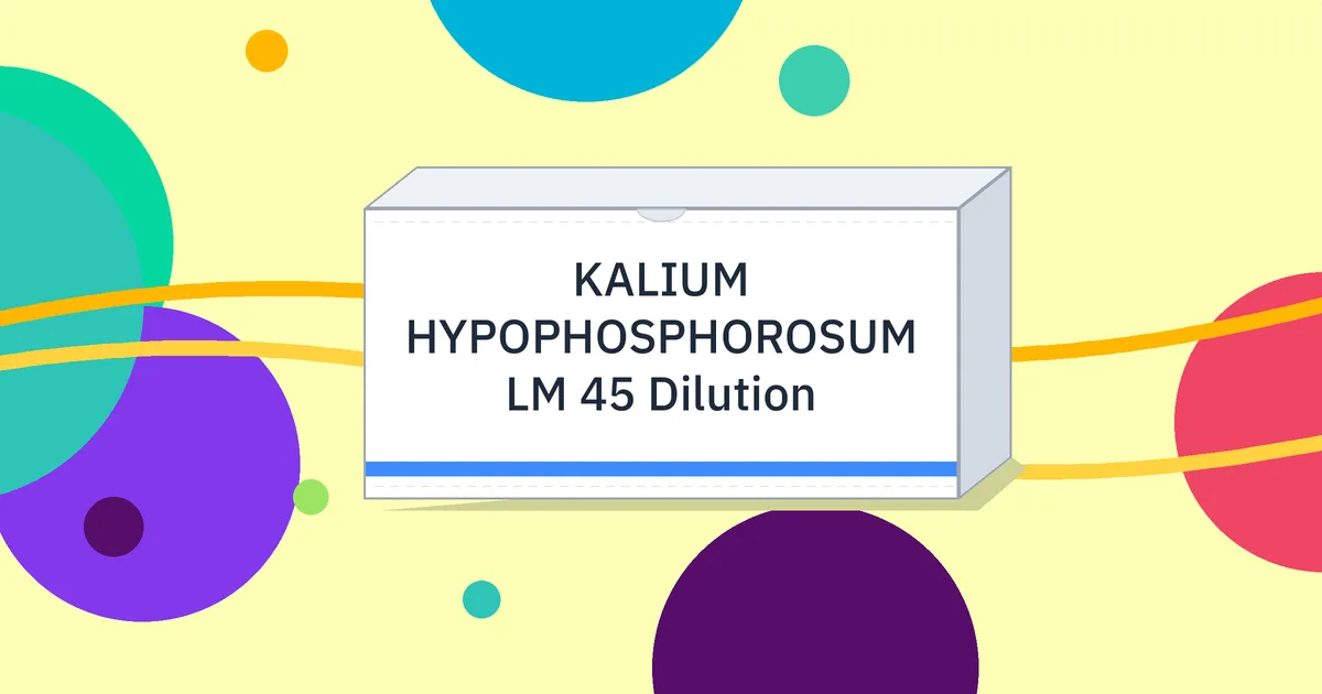 Symbolbild: Packung mit der Aufschrift KALIUM HYPOPHOSPHOROSUM LM 45 Dilution (PZN 12922213) – Verfügbarkeit und Bezug in Apotheken in Frankfurt am Main