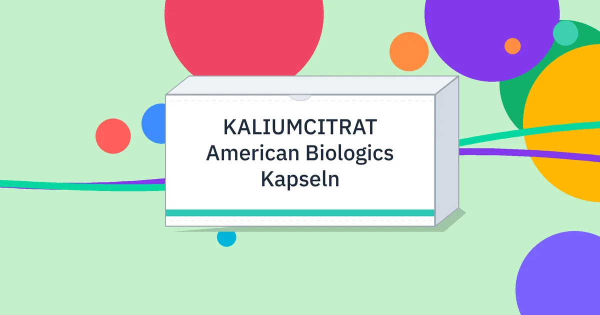 Symbolbild: Packung mit der Aufschrift KALIUMCITRAT American Biologics Kapseln (PZN 16752601) – Verfügbarkeit und Bezug in Apotheken in Frankfurt am Main