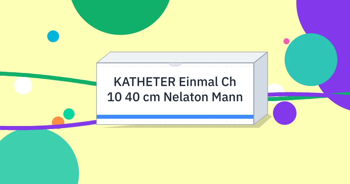 Symbolbild: Packung mit der Aufschrift KATHETER Einmal Ch 10 40 cm Nelaton Mann (PZN 01965863) – Verfügbarkeit und Bezug in Apotheken in Frankfurt am Main